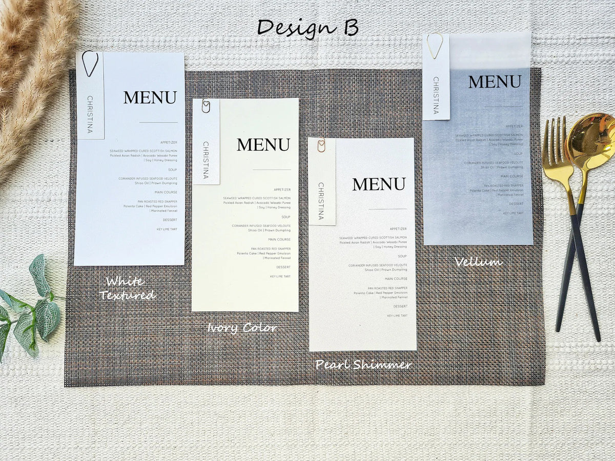 Vellum Menu Card | Custom Wedding Stationery